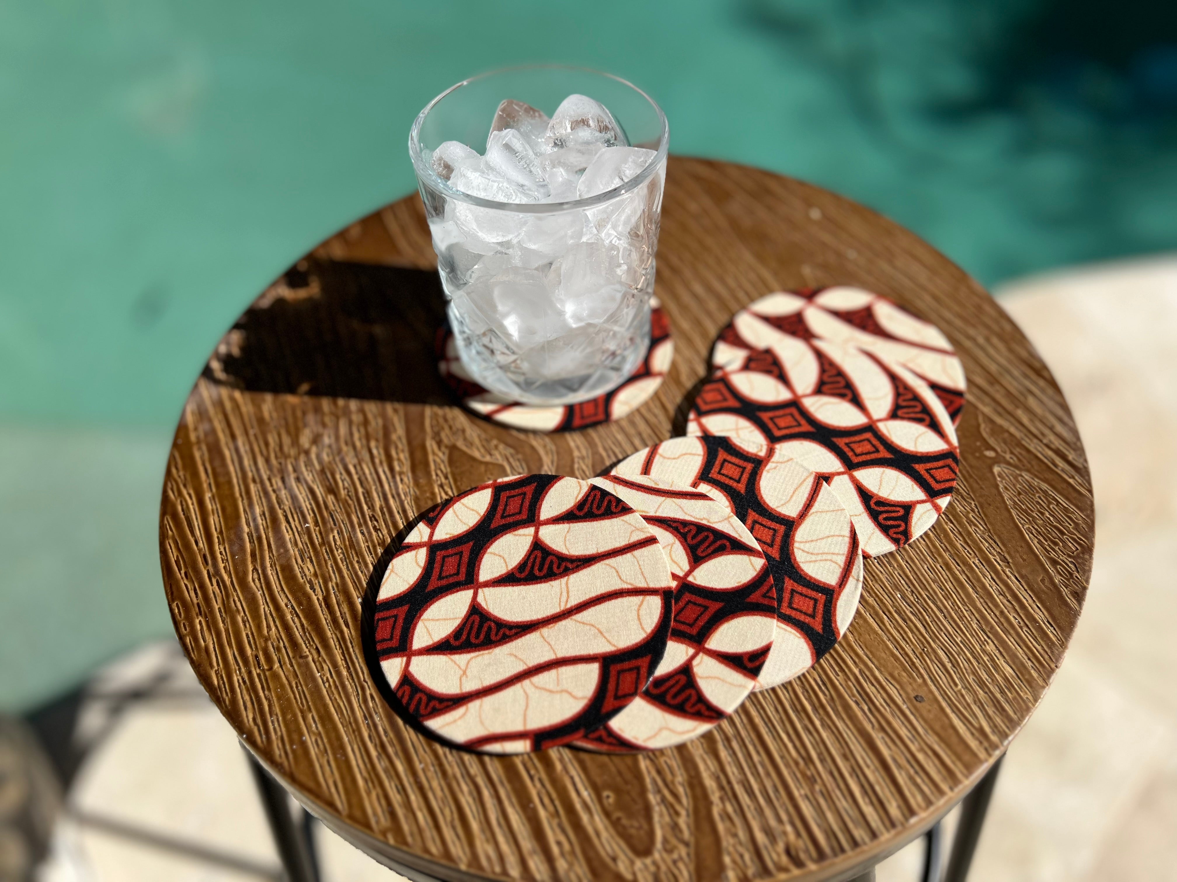 Traditional Beige Fabric Coasters – Palms of Bali